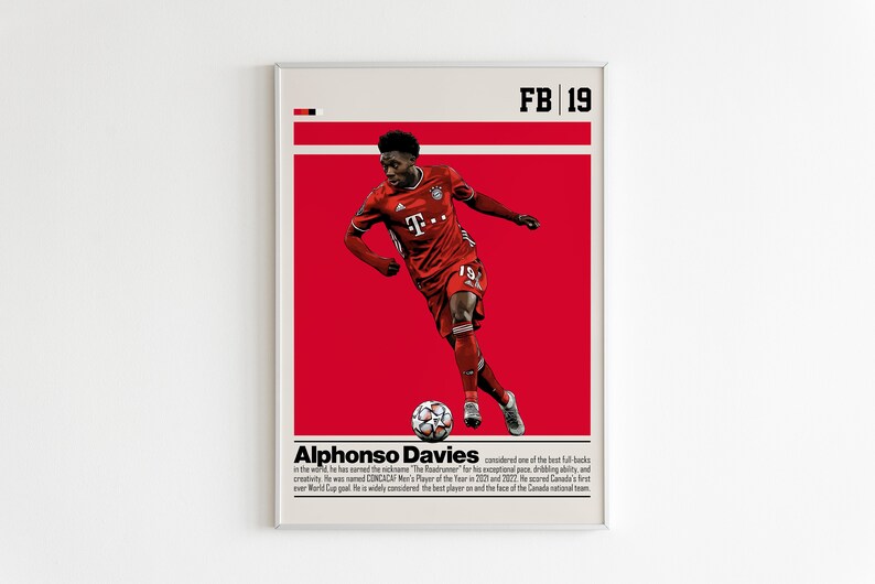 Alphonso Davies Digital Poster for Sports Fan Wall Art for Soccer Fans ...