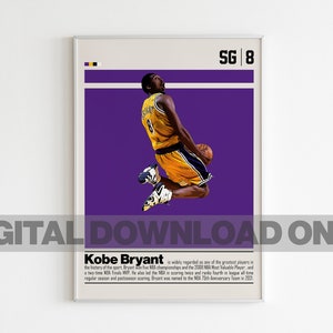 Kobe Bryant Digital Poster for Sports Fan Wall Art for Basketball Fans ...