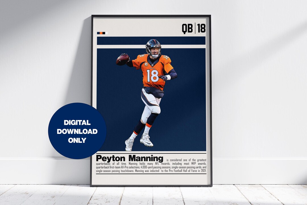 Peyton Manning Digital Poster for Sports Fan Wall Art for Football Fans ...