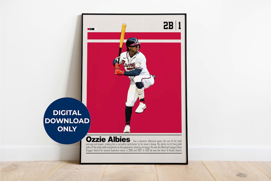 Ozzie Albies Digital Poster for Sports Fan Wall Art for Baseball Fans Modern Sports Decor for ...
