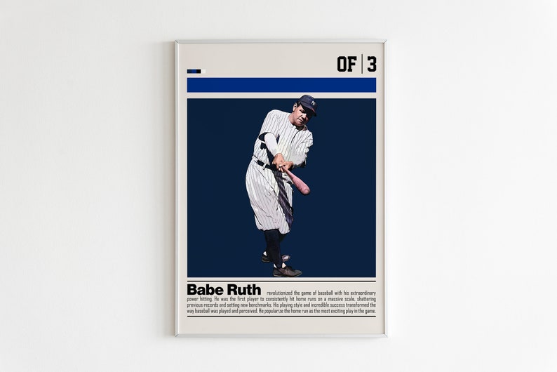 Babe Ruth Poster Digital Download Printable Wall Art for - Etsy