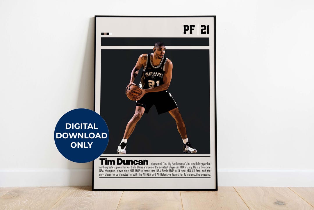 Tim Duncan Digital Poster for Sports Fan Wall Art for Basketball Fans ...