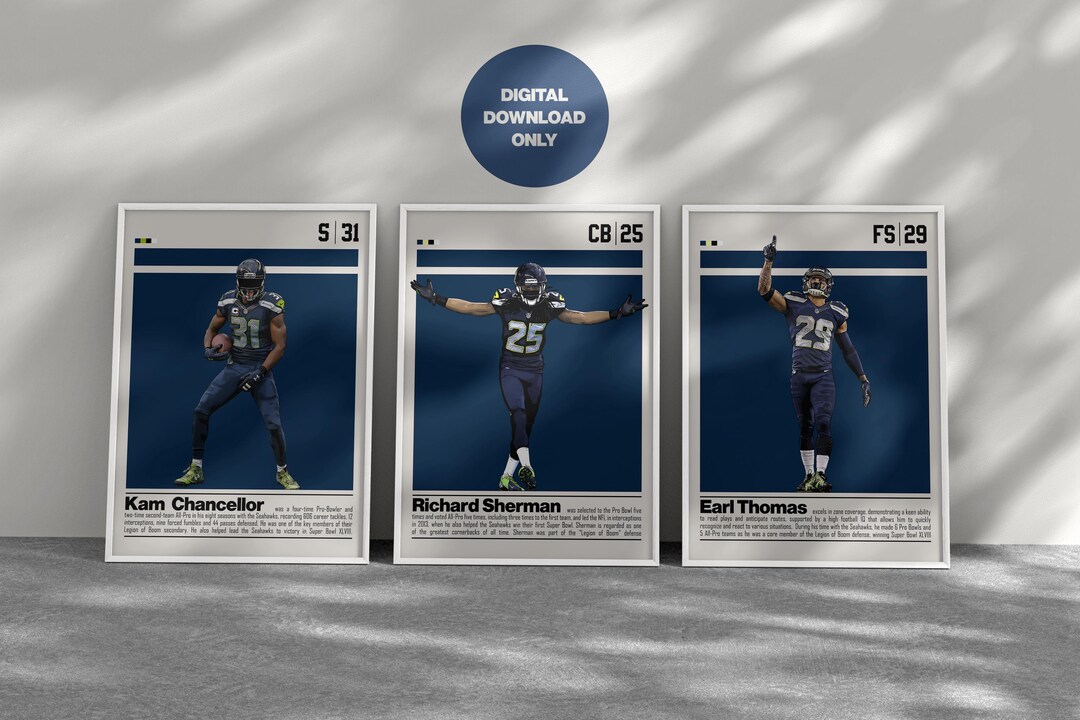 Richard Sherman Kam Chancellor Earl Thomas Digital Poster for Sports ...