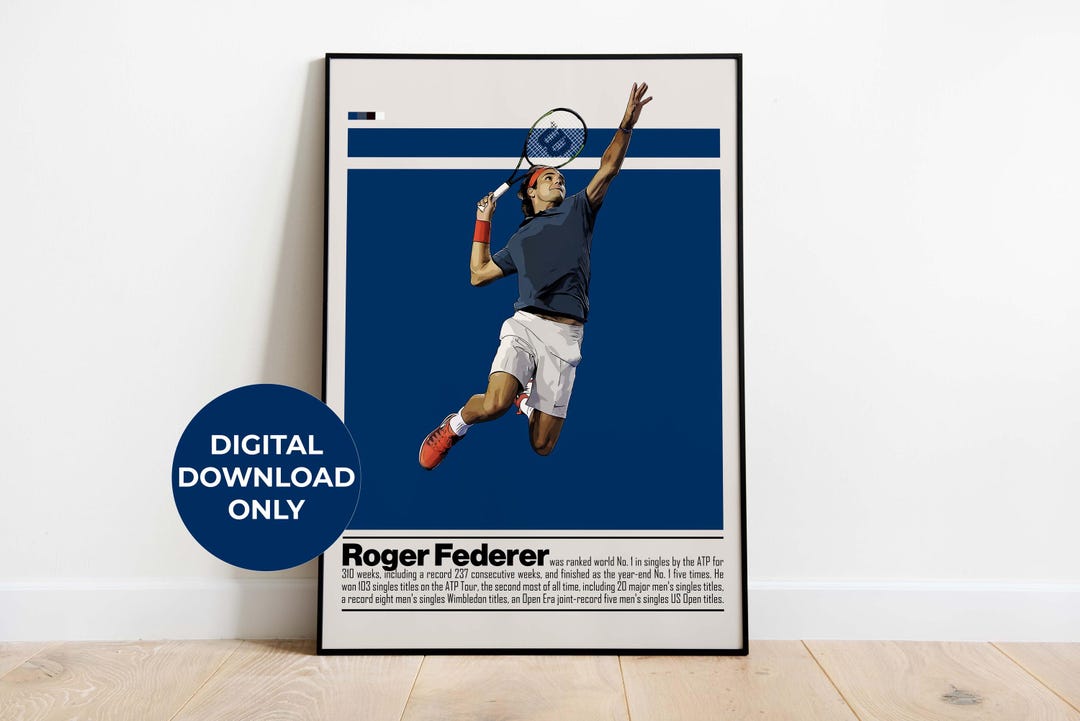 Roger Federer Digital Poster for Sports Fan Wall Art for Tennis Fans ...