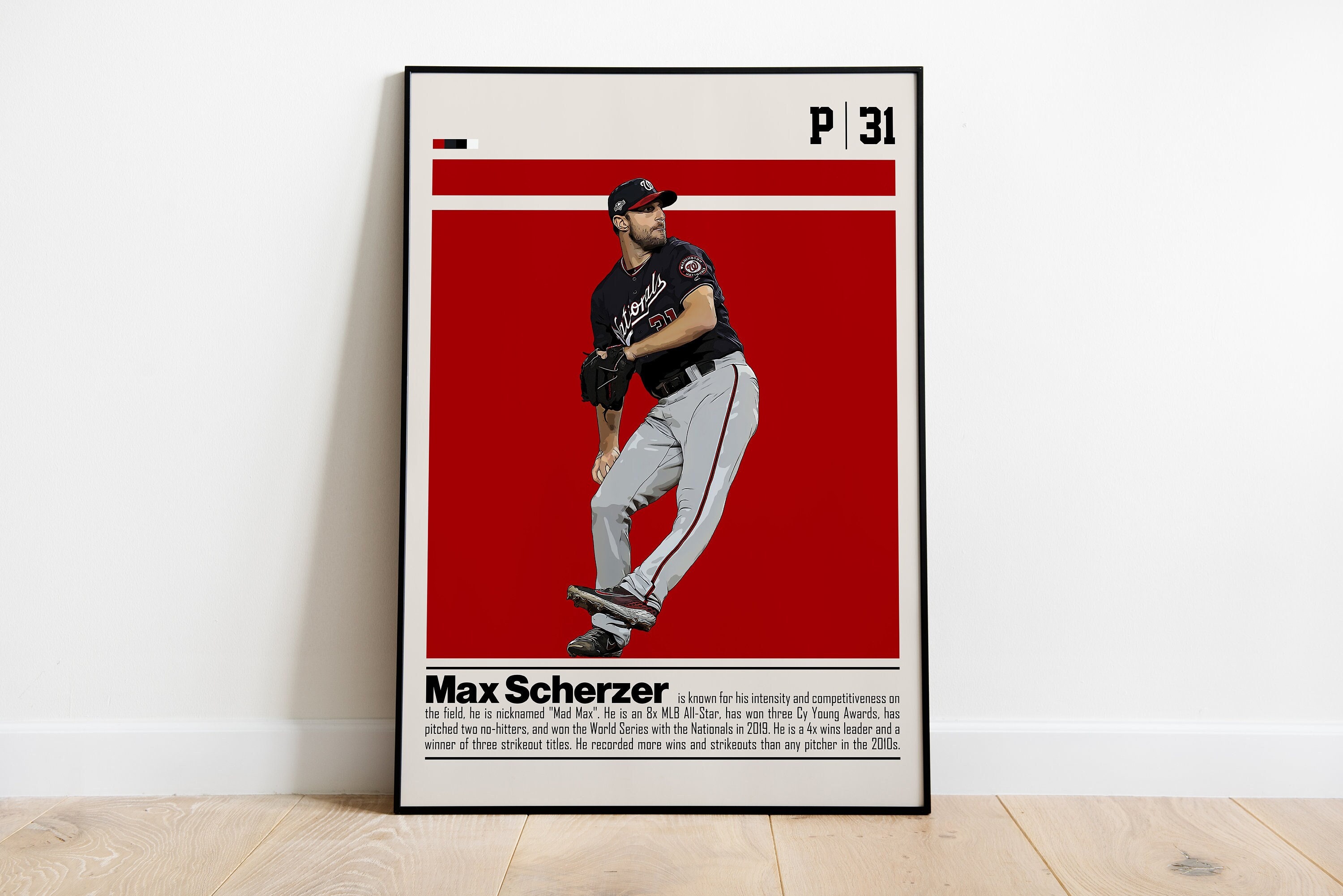Max Scherzer Digital Poster for Sports Fan Wall Art for Baseball Fans ...