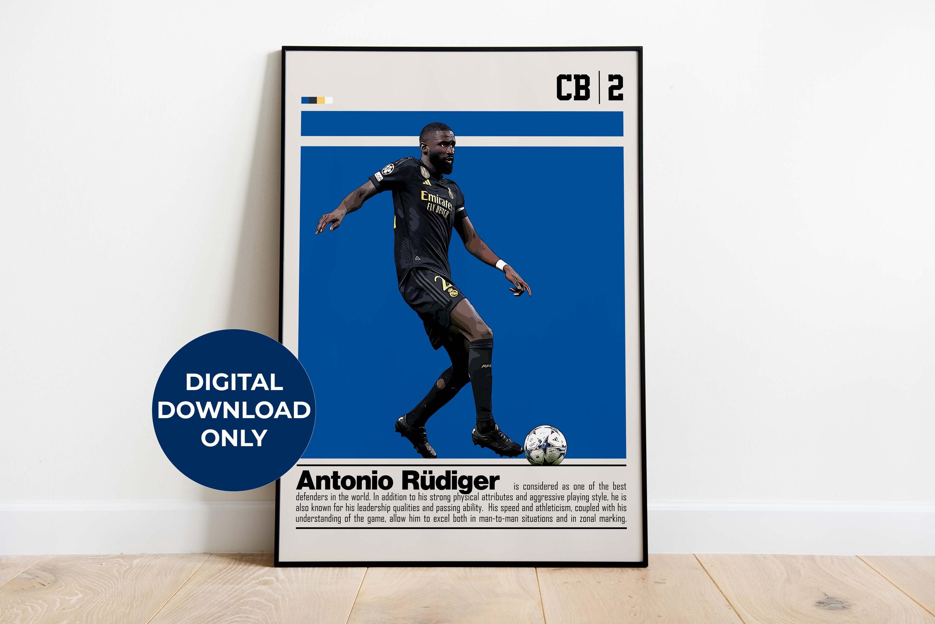 Antonio Rudiger Digital Poster for Sports Fan Wall Art for Soccer Fans ...