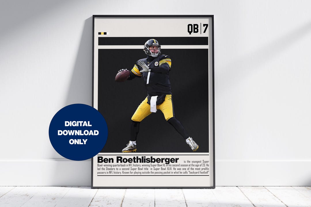 Ben Roethlisberger Digital Poster for Sports Fan Wall Art for Football ...