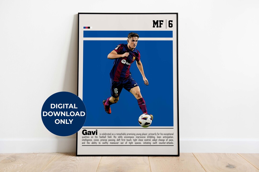 Gavi Digital Poster for Sports Fan Wall Art for Soccer Fans Modern ...