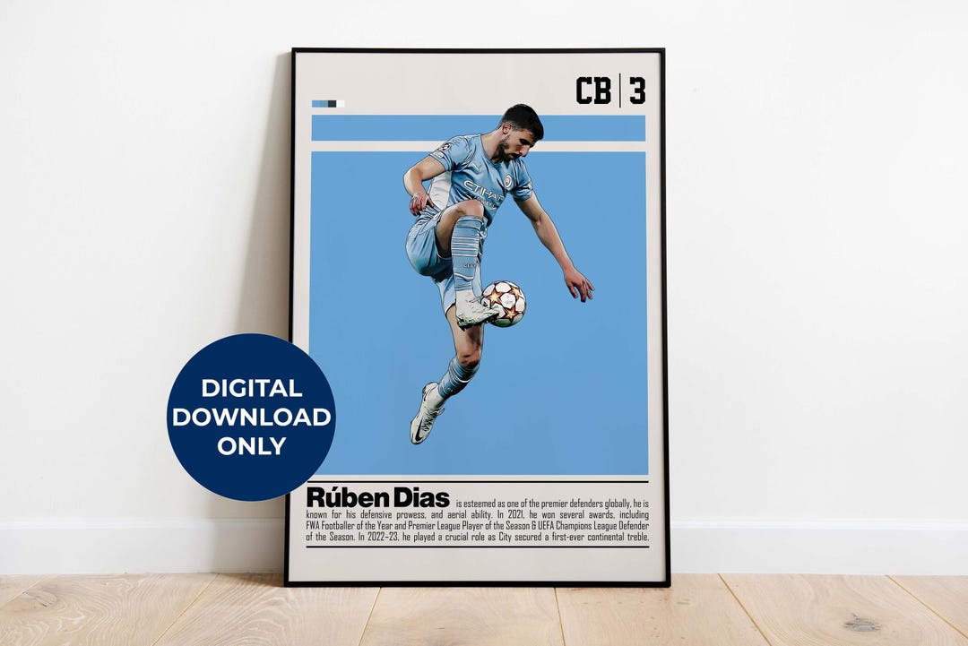Ruben Dias Digital Poster for Sports Fan Wall Art for Soccer Fans ...