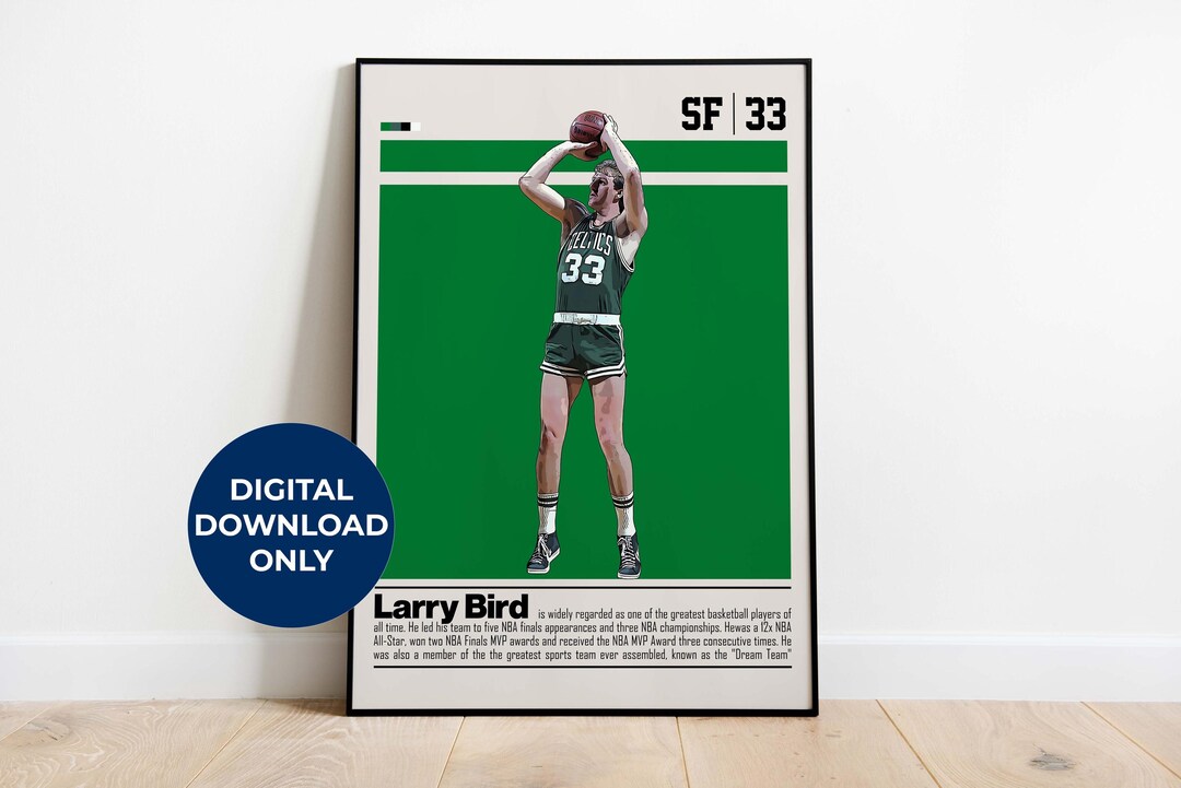 Larry Bird Digital Poster for Sports Fan Wall Art for Basketball Fans ...