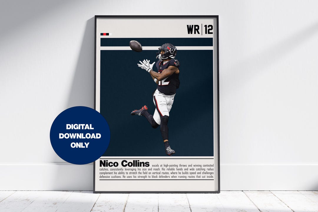 Nico Collins Digital Poster for Sports Fan Wall Art for Football Fans ...