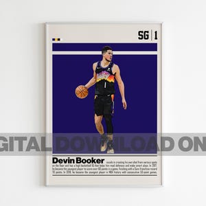 Devin Booker Digital Poster for Sports Fan Wall Art for Basketball Fans ...
