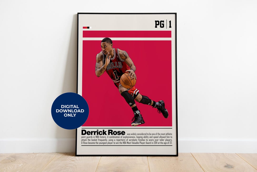 Derrick Rose Digital Poster for Sports Fan Wall Art for Basketball Fan ...