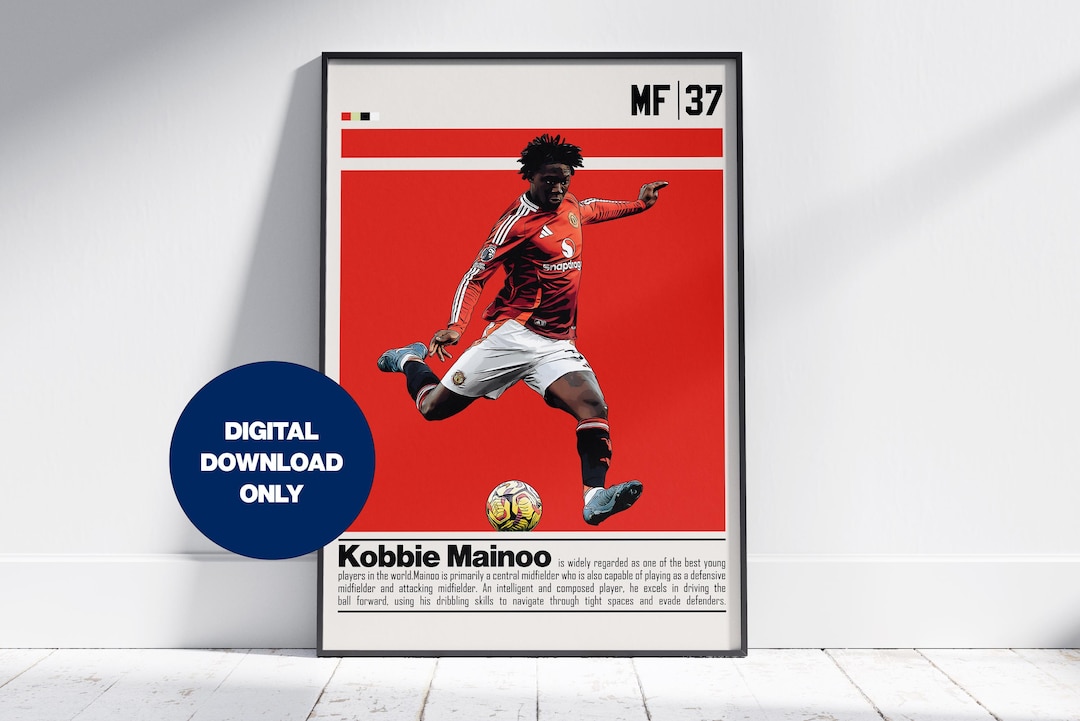 Kobbie Mainoo Digital Martinez Poster for Sports Fan Wall Art for ...