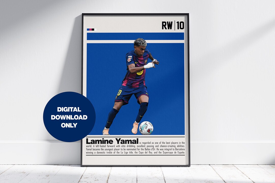 Lamine Yamal Digital Poster for Sports Fan Wall Art for Soccer Fans ...