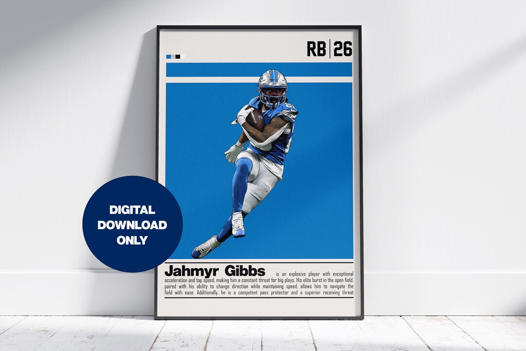 Jahmyr Gibbs Digital Poster for Sports Fan Wall Art for Football Fans ...