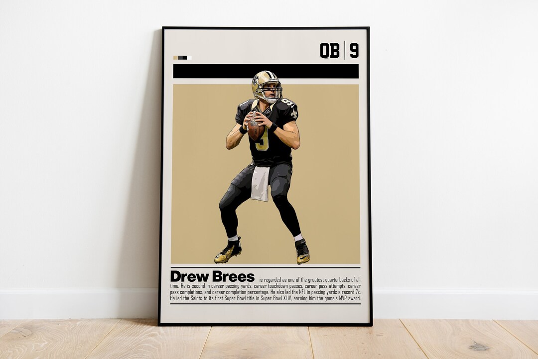Drew Brees Digital Poster for Sports Fan Wall Art for Football Fans Modern Sports Decor for ...