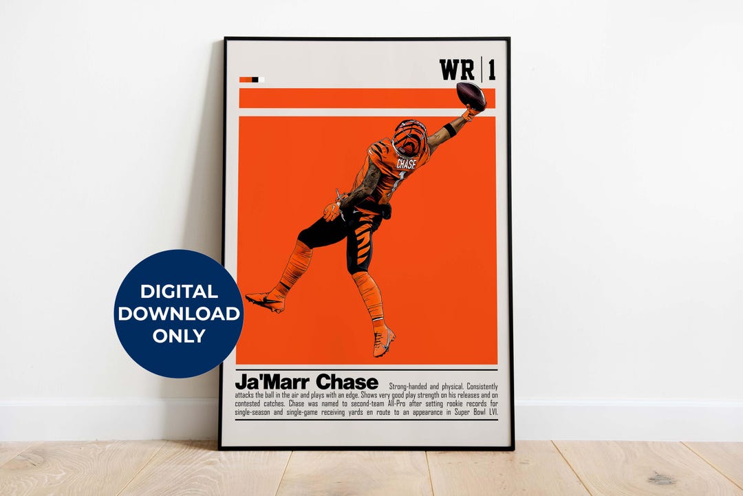 Ja'marr Chase Digital Poster for Sports Fan Wall Art for Football Fans ...