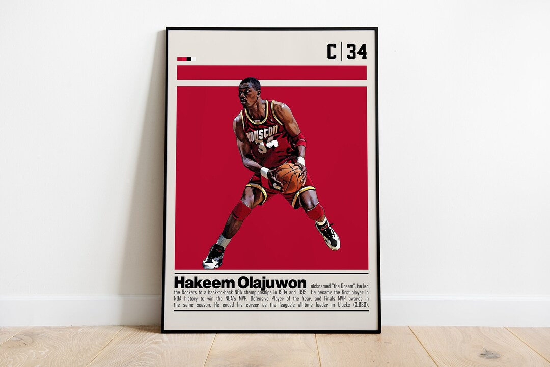 Hakeem Olajuwon Digital Poster for Sports Fan Wall Art for Basketball ...
