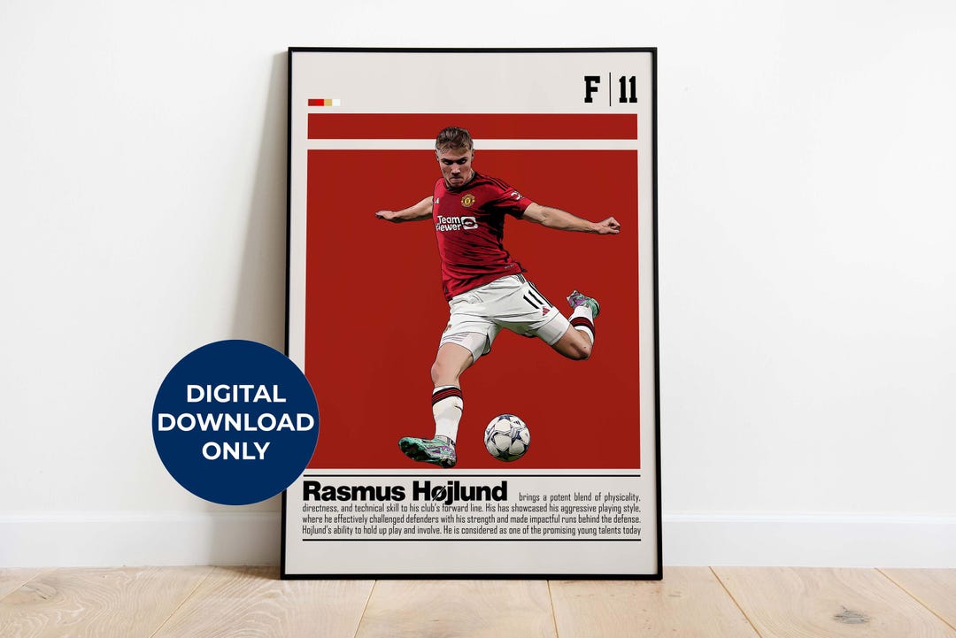 Rasmus Hojlund Digital Poster for Sports Fan Wall Art for Soccer Fans ...
