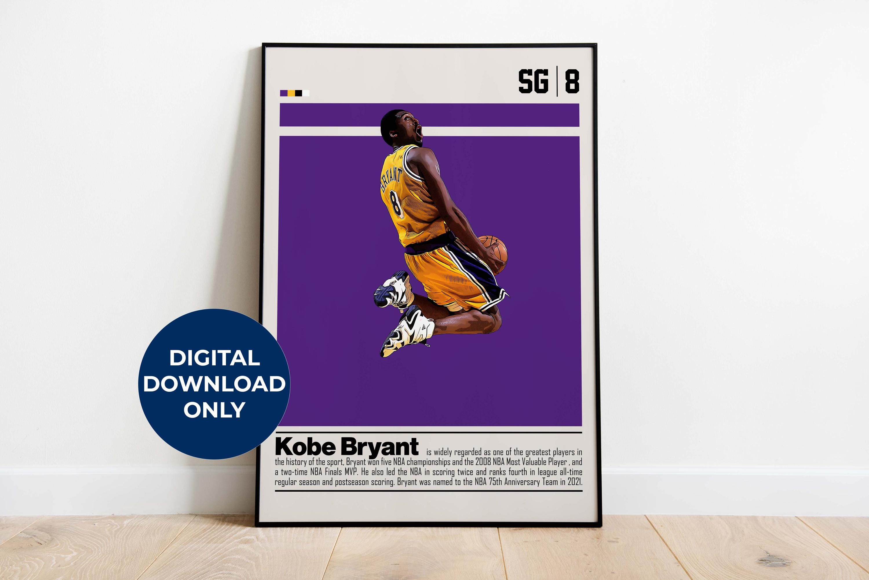 Kobe Bryant Digital Poster for Sports Fan Wall Art for Basketball Fans ...