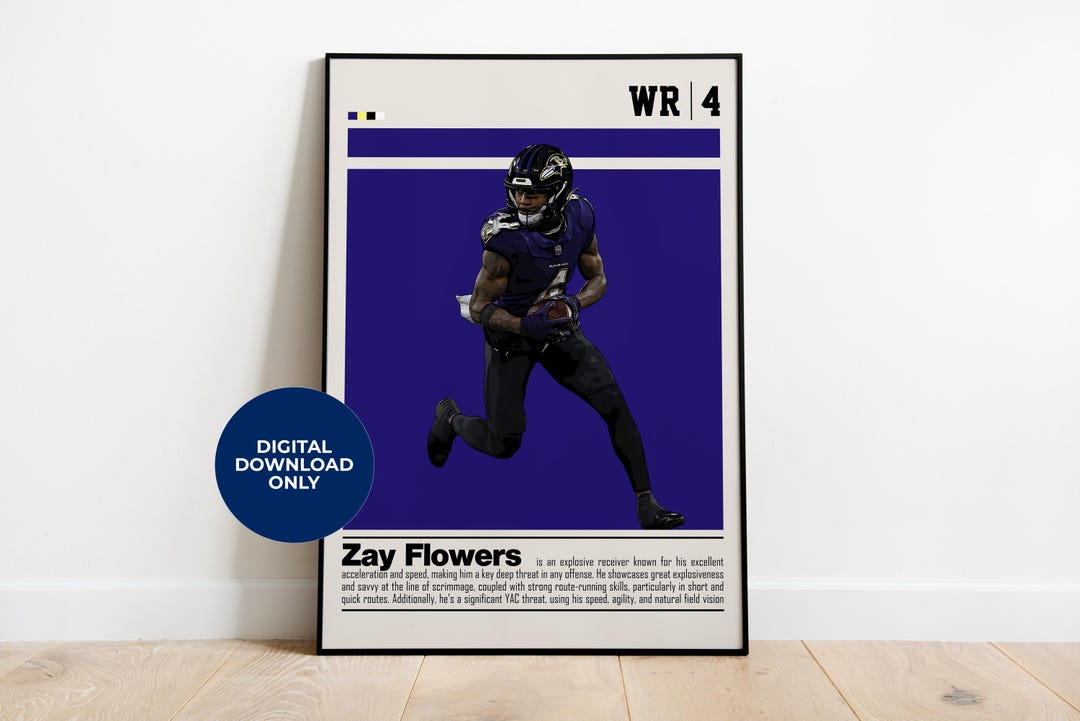 Zay Flowers Digital Poster for Sports Fan Wall Art for Football Fan ...