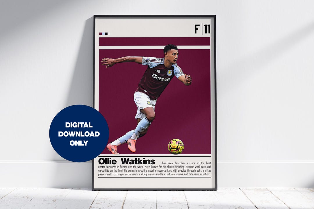 Ollie Watkins Digital Poster for Sports Fan Wall Art for Soccer Fans ...