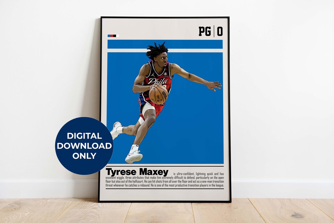 Tyrese Maxey Digital Poster for Sports Fan Wall Art for Basketball Fans ...