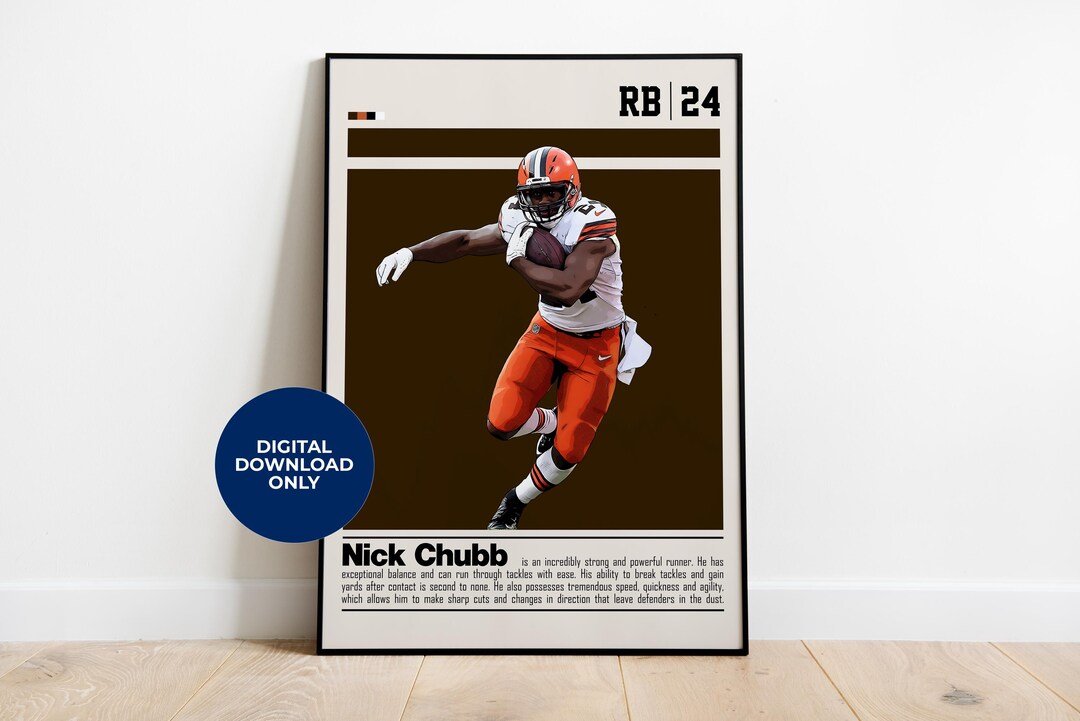 Nick Chubb Digital Poster for Sports Fan Wall Art for Football Fans ...