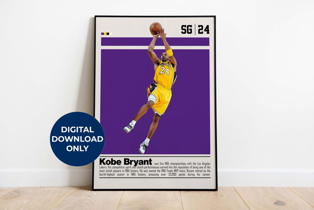 Kobe Bryant Digital Poster for Sports Fan Wall Art for Basketball Fans ...