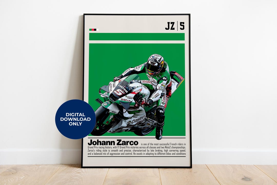 Johann Zarco Digital Poster for Sports Fan Wall Art for Motogp Fans Modern Sports Decor for ...