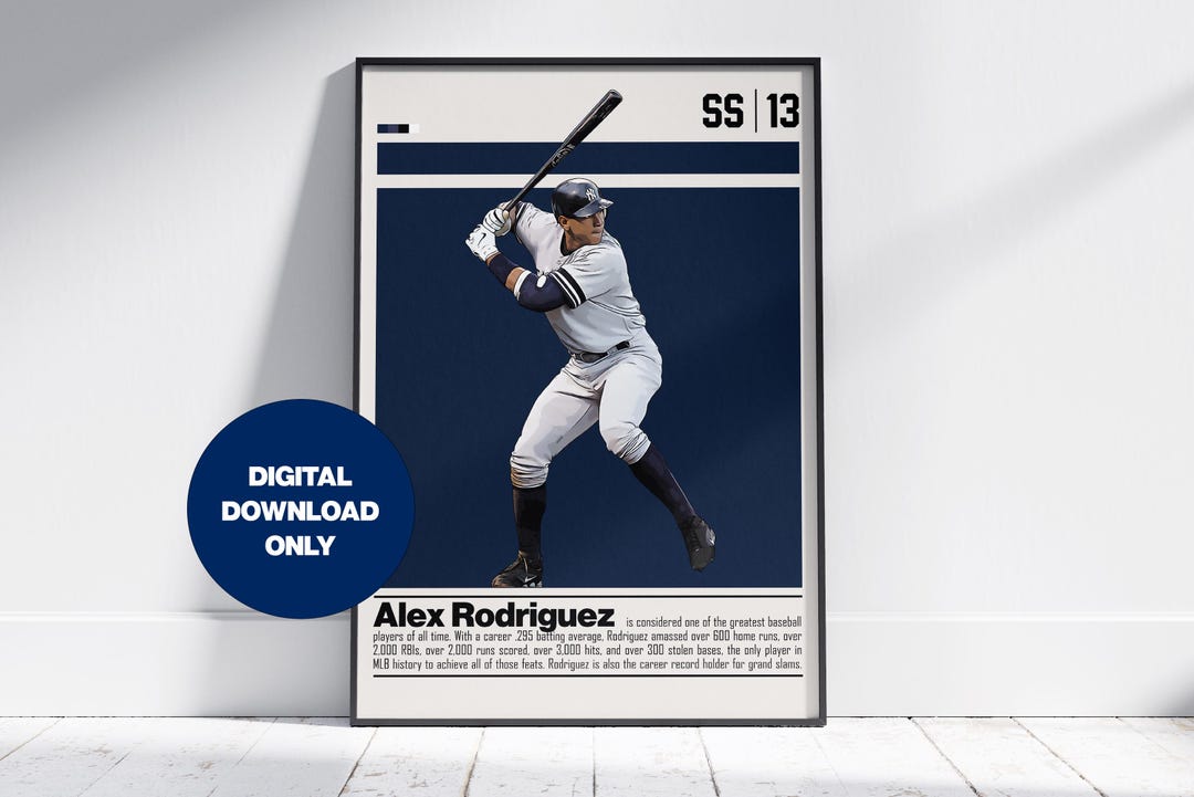 Alex Rodriguez Digital Poster for Sports Fan Wall Art for Baseball Fans ...