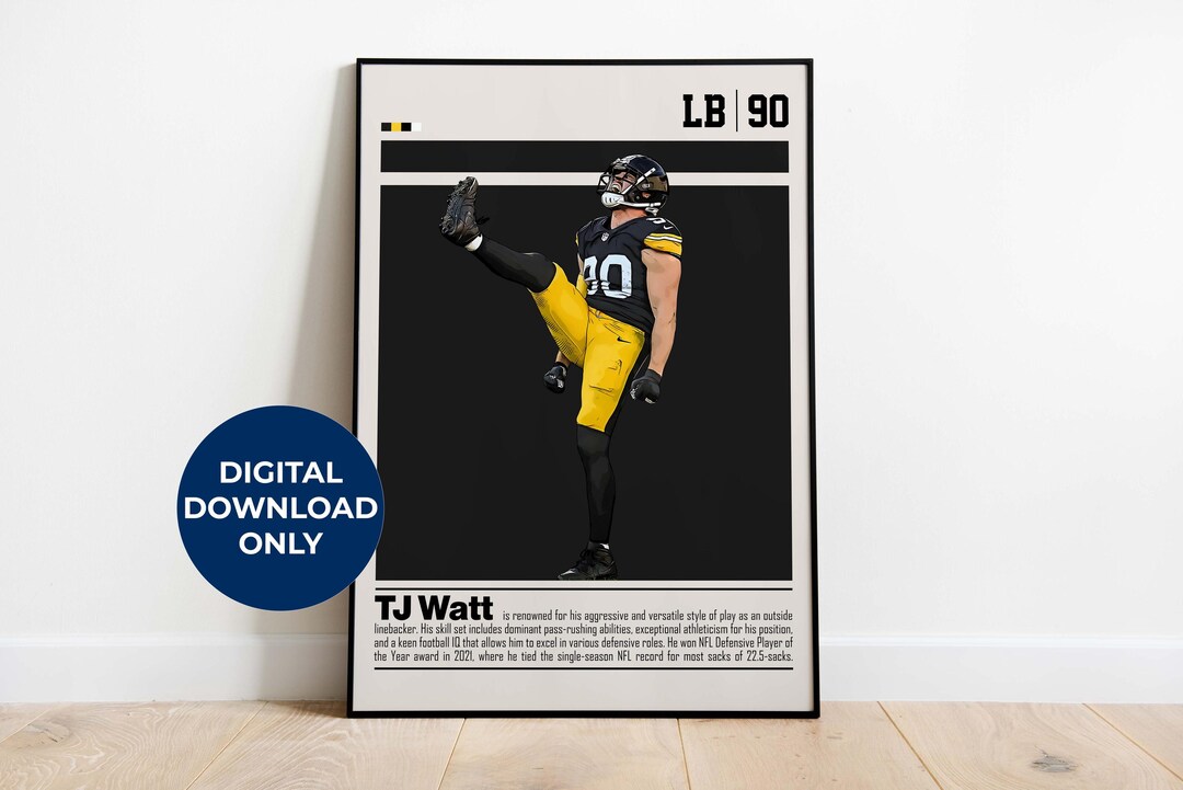 TJ Watt Digital Poster for Sports Fan Wall Art for Football Fans Modern ...