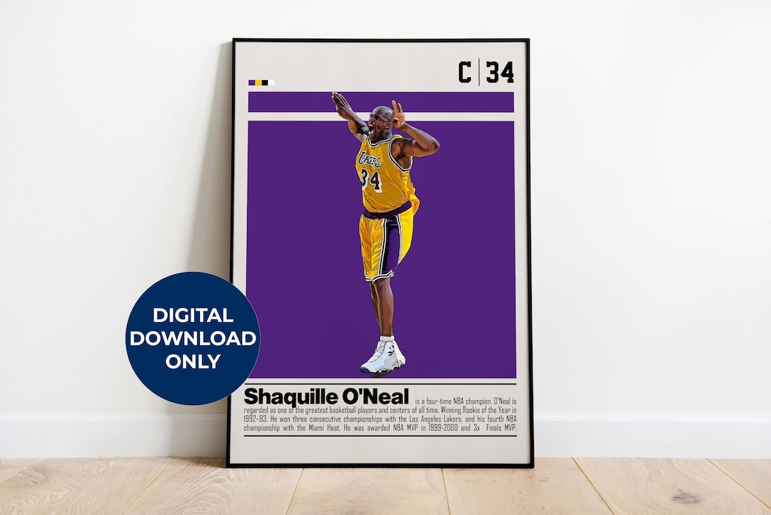 Shaquille O'neal Digital Poster for Sports Fan Wall Art for Basketball ...
