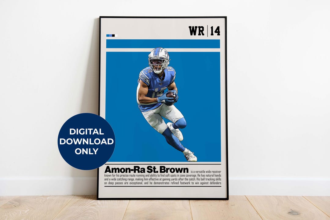 Amon-ra St. Brown Digital Poster for Sports Fan Wall Art for Football ...