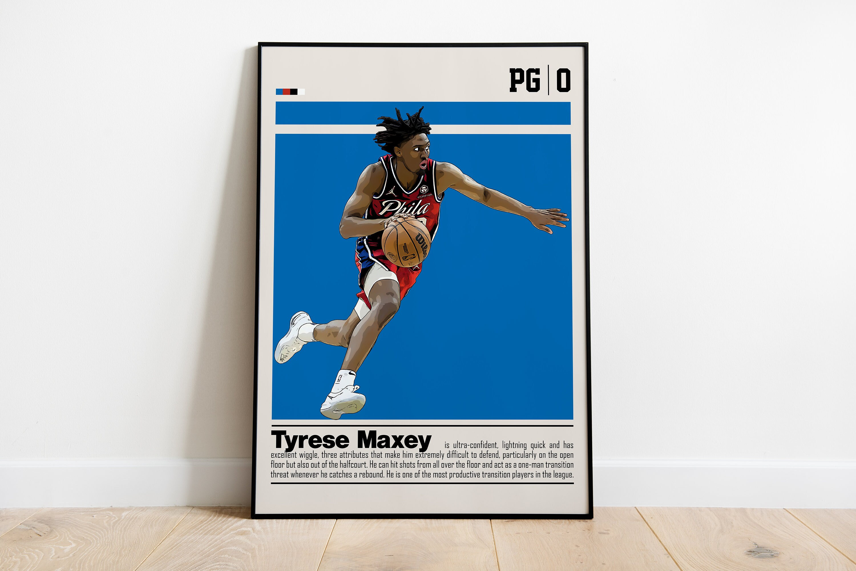 Tyrese Maxey Digital Poster for Sports Fan Wall Art for Basketball Fans ...