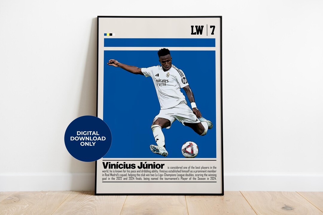 Vinícius Júnior Digital Poster for Sports Fan Wall Art for Soccer Fans ...