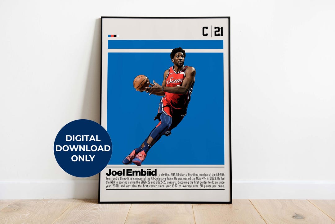 Joel Embiid Digital Poster for Sports Fan Wall Art for Basketball Fans ...