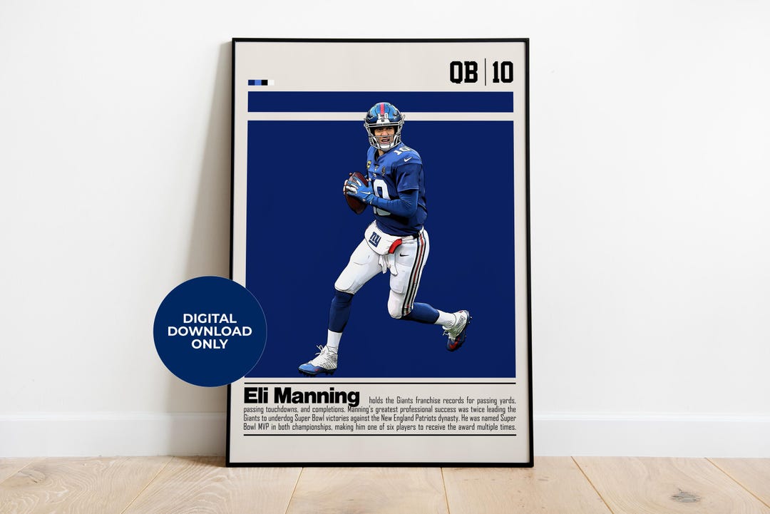 Eli Manning Digital Samuel Poster for Sports Fan Wall Art for Football ...