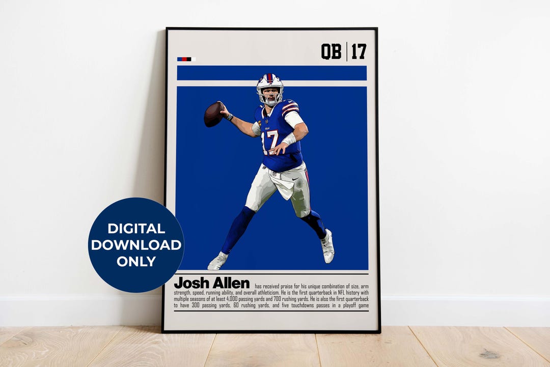 Josh Allen Digital Poster for Sports Fan Wall Art for Football Fans ...