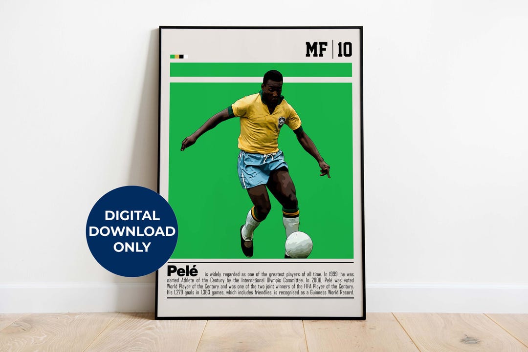 Pele Digital Poster for Sports Fan Wall Art for Soccer Fans Modern ...