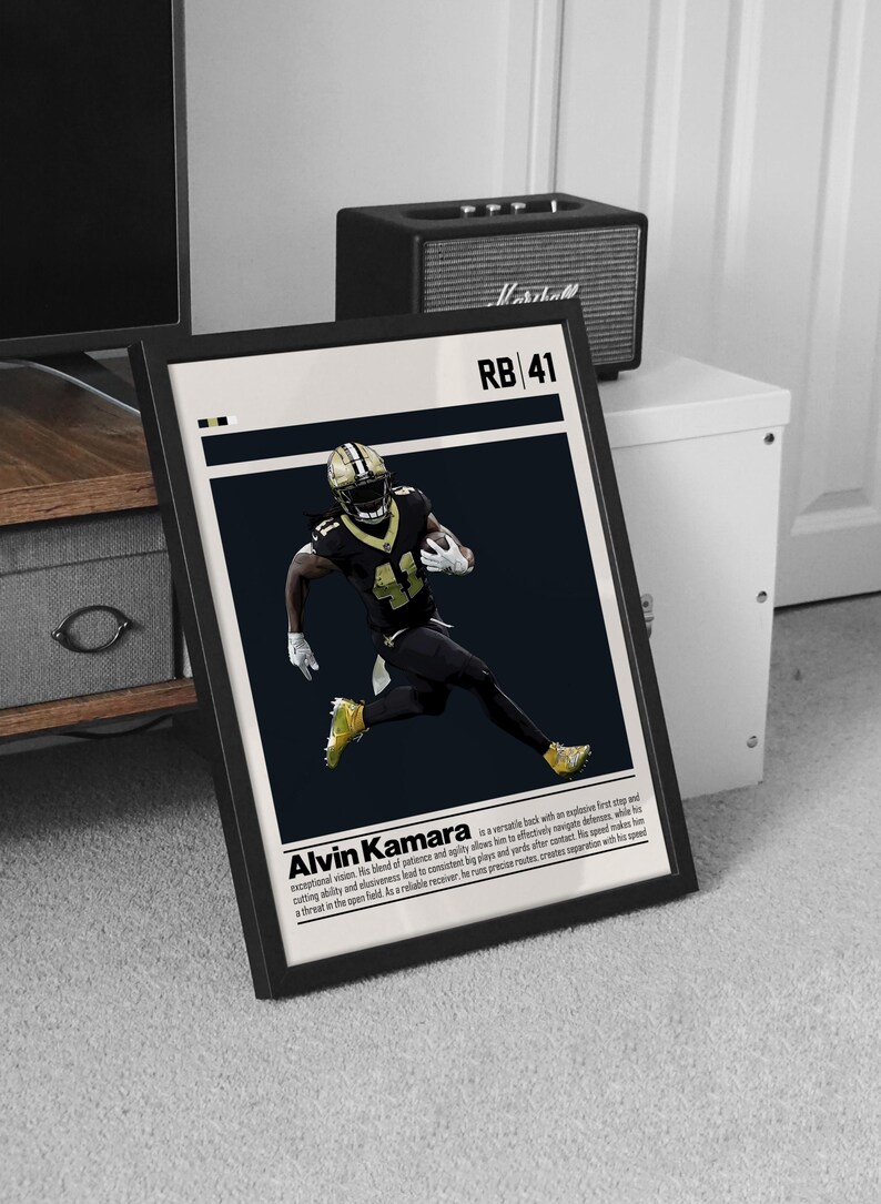 Alvin Kamara Digital Poster for Sports Fan Wall Art for Football Fans ...