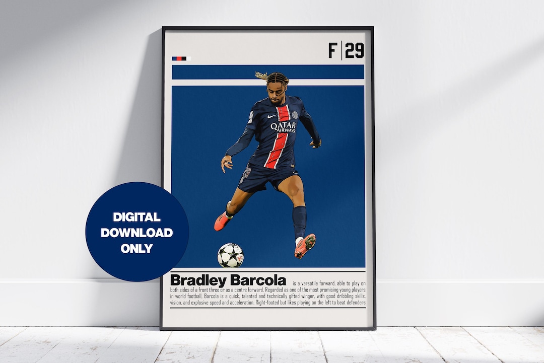 Bradley Barcola Digital Poster for Sports Fan Wall Art for Soccer Fans ...