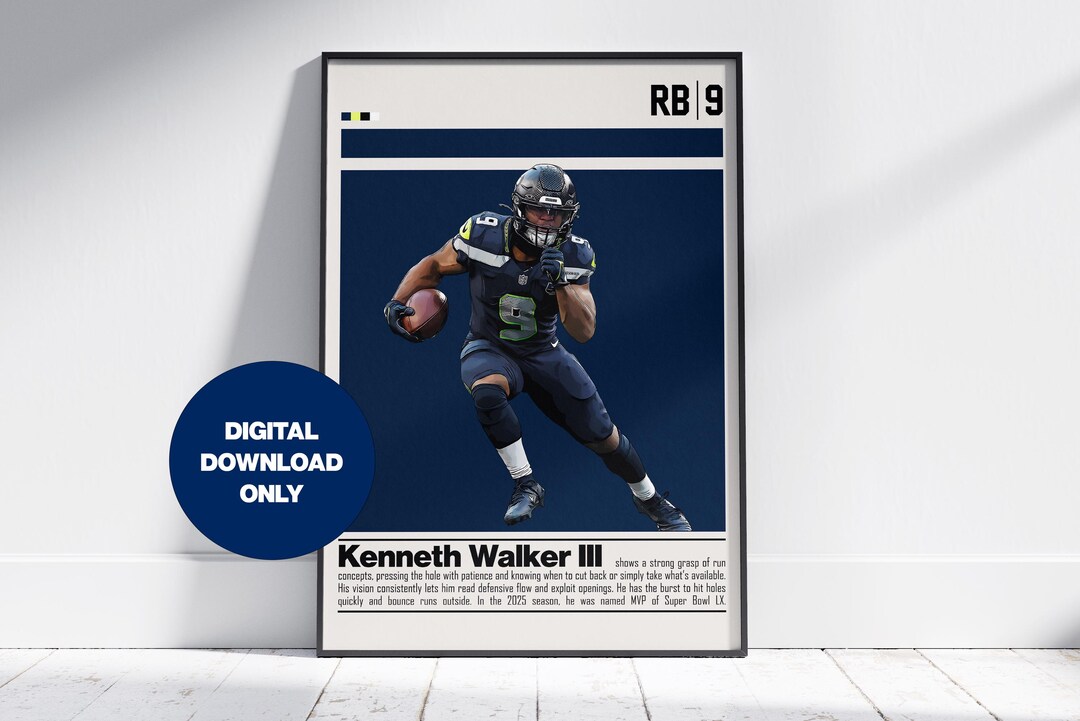 Kenneth Walker III Digital Poster for Sports Fan Wall Art for Football ...