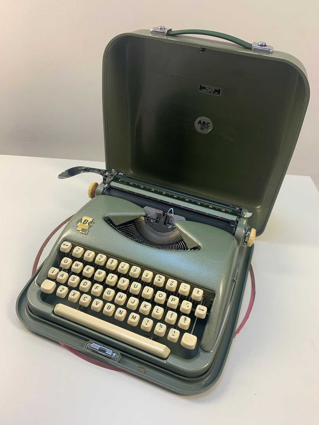 Vintage Rarity: Green Adler ABC Portable Typewriter, 1957 Retro German ...