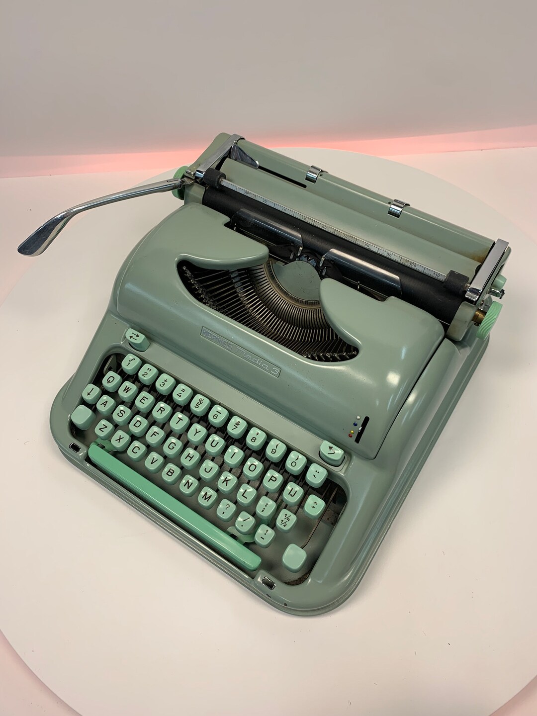 Vintage Iconic Green Hermes Media 3 Typewriter, 1965 Swiss Quality and ...