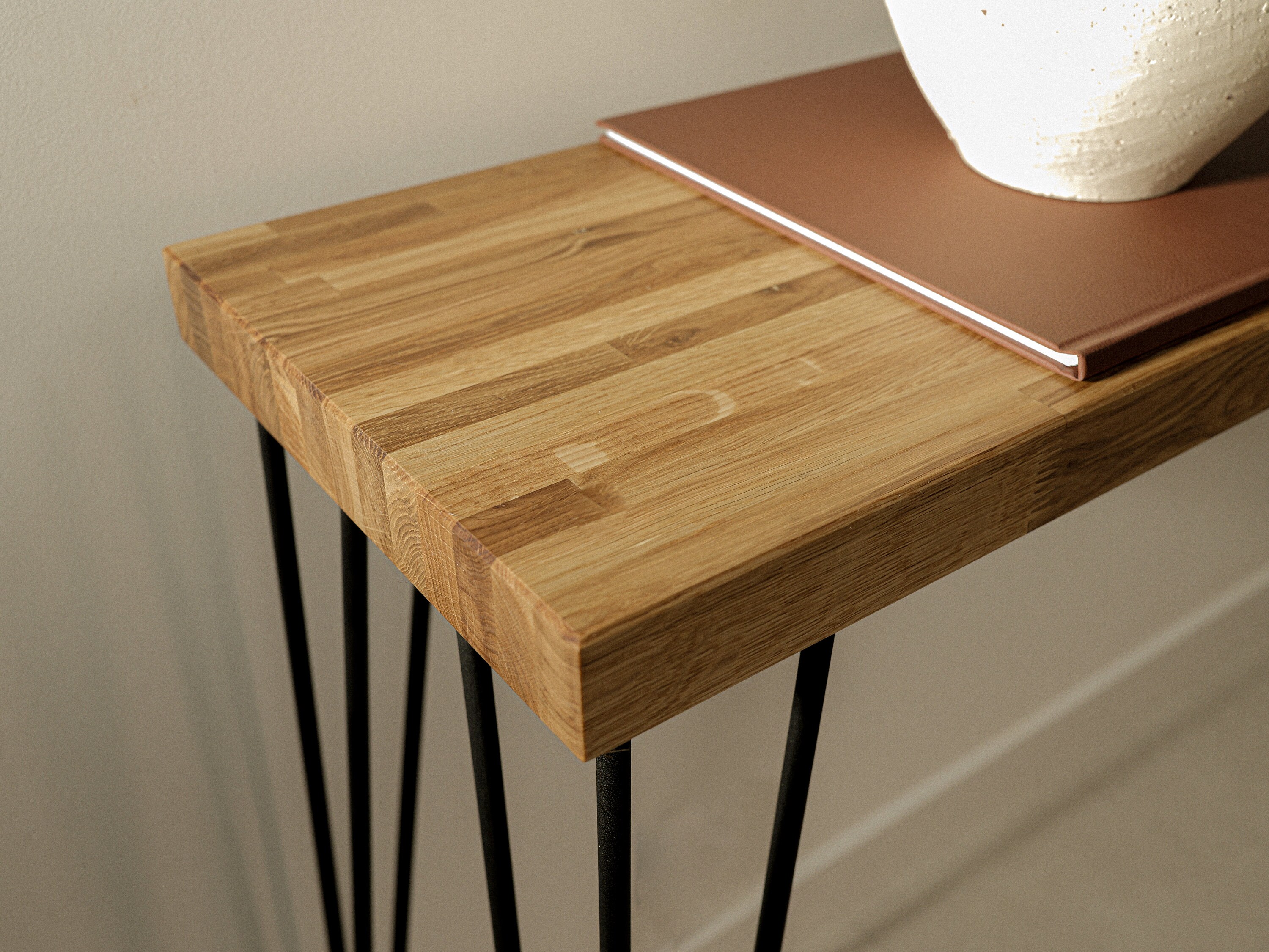 Handmade Solid Oak Console Table With Modern Design Handcrafted 30cm ...