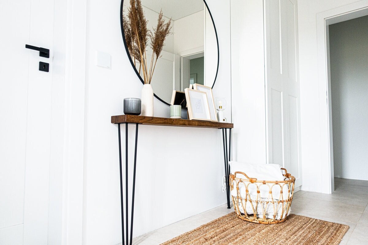 Handmade Solid Oak Console Table With Modern Design - Etsy