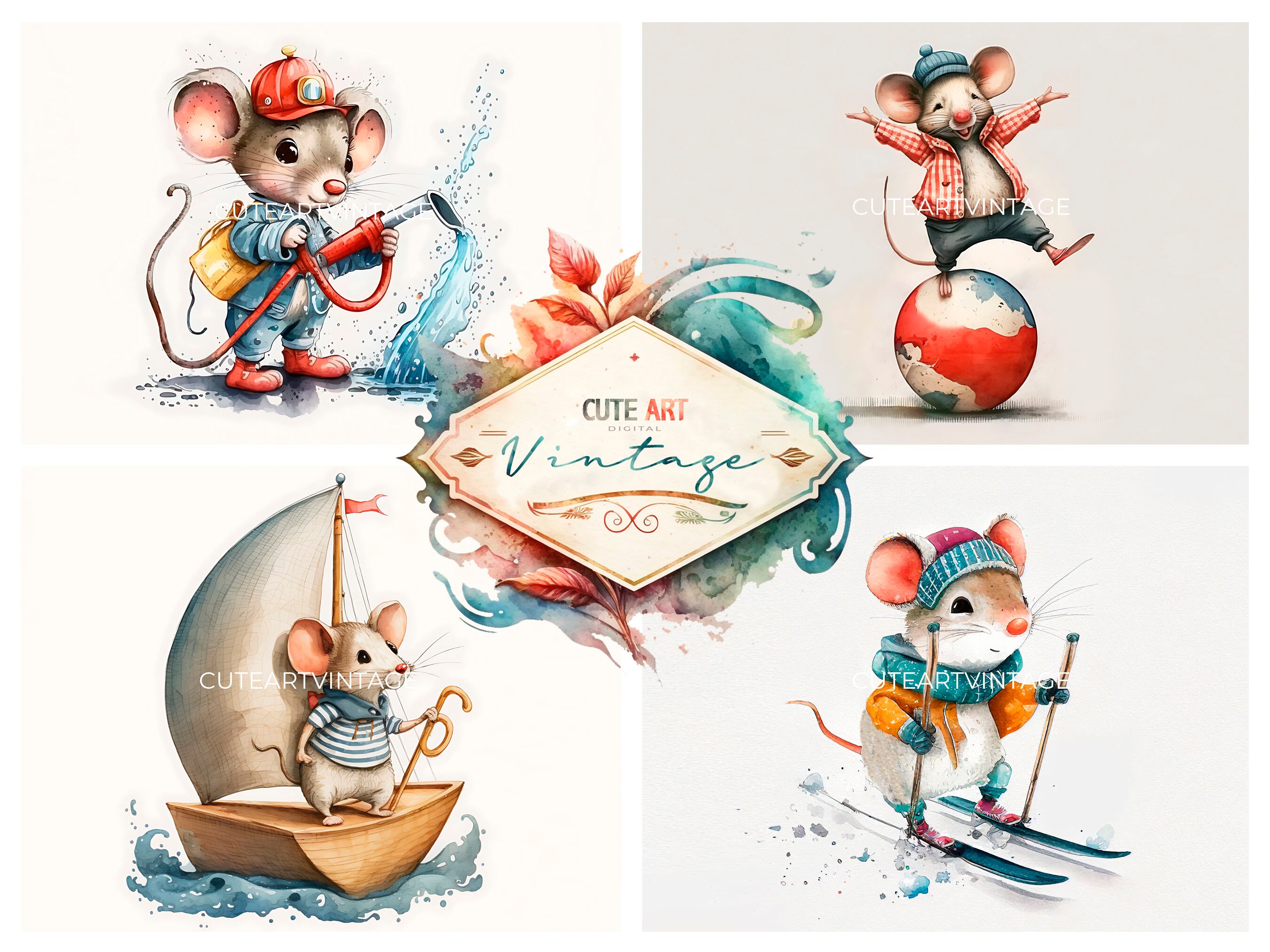 Cute Watercolor Mice, Cute Watercolor Mouse, Drawings to Decorate, Mice ...