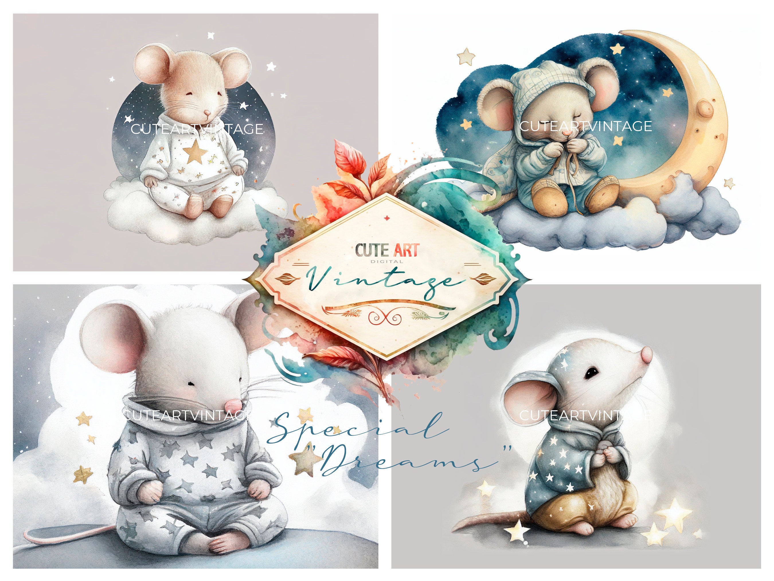 Cute Watercolor Mice, Cute Watercolor Mouse, Decorate, Postcard, Cute ...